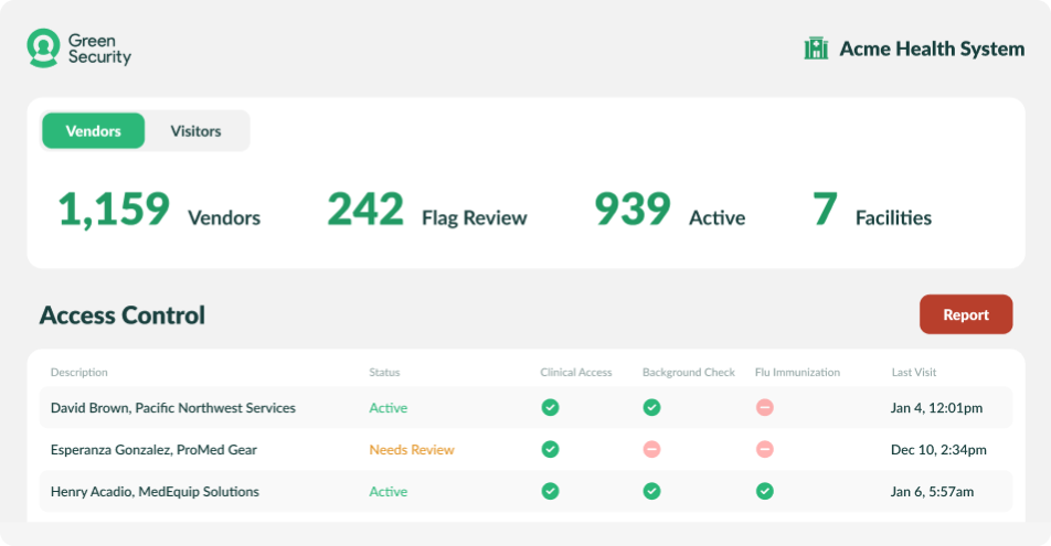 Green Security | Vendor Credentialing and Access Management.